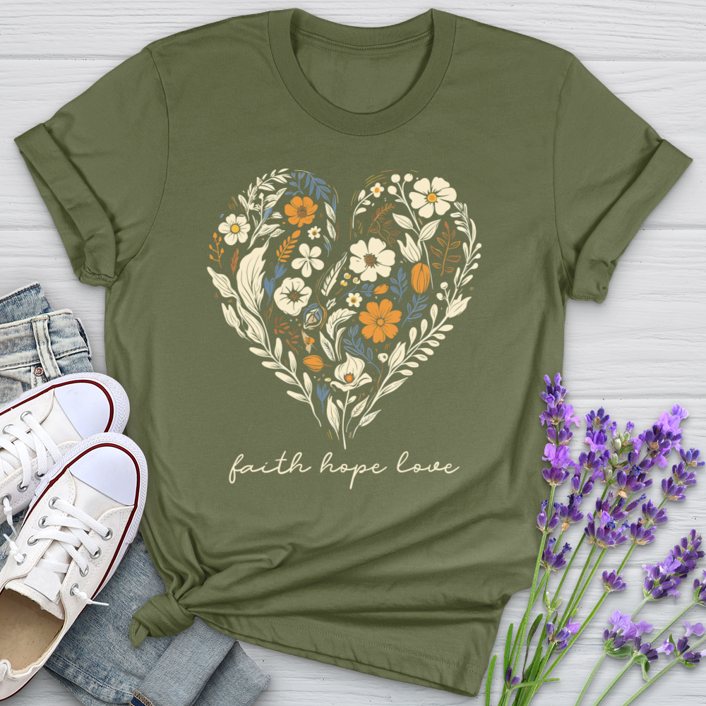 Faith Hope Love Golden Flower Pattern - Christian Lifestyle Collections