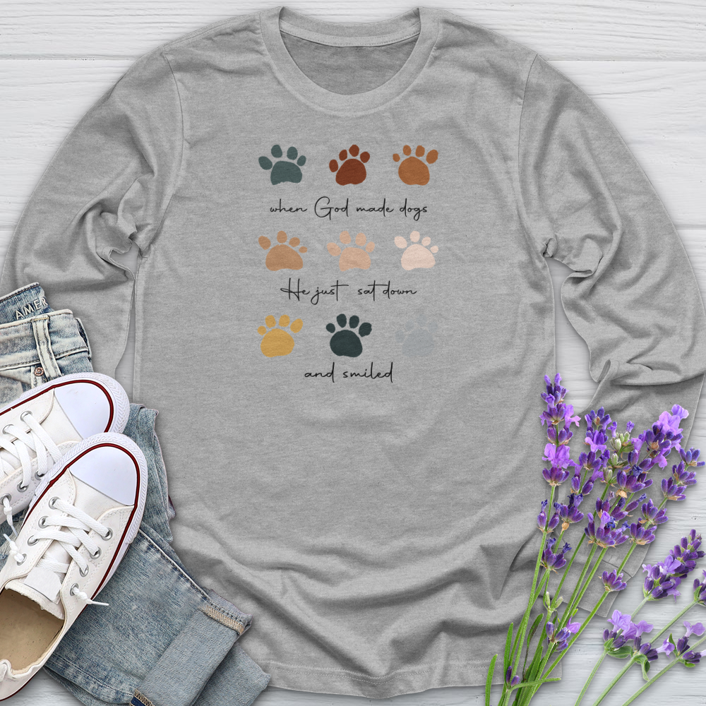 When God Created Dogs Paw Prints Long Sleeve – Christian Lifestyle ...
