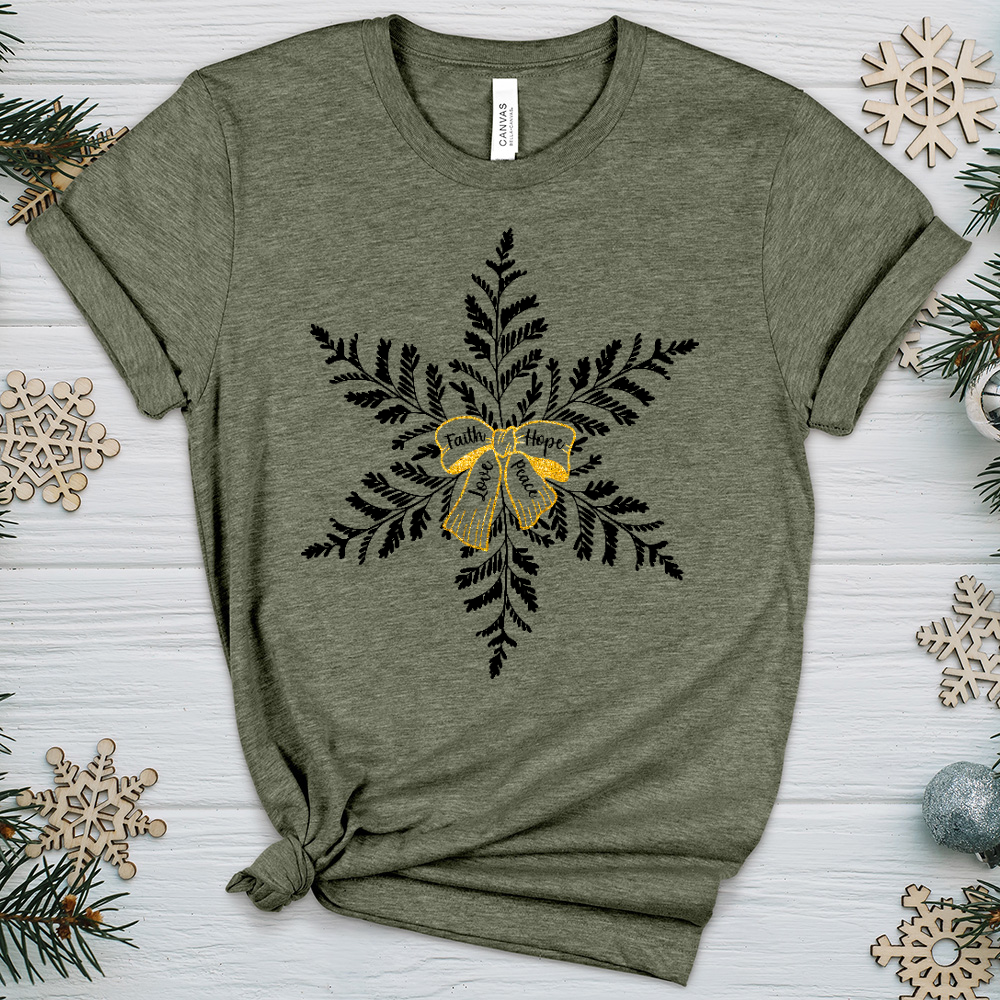 Faith Hope Love Peace Snowflake Heathered Tee – Christian Lifestyle ...